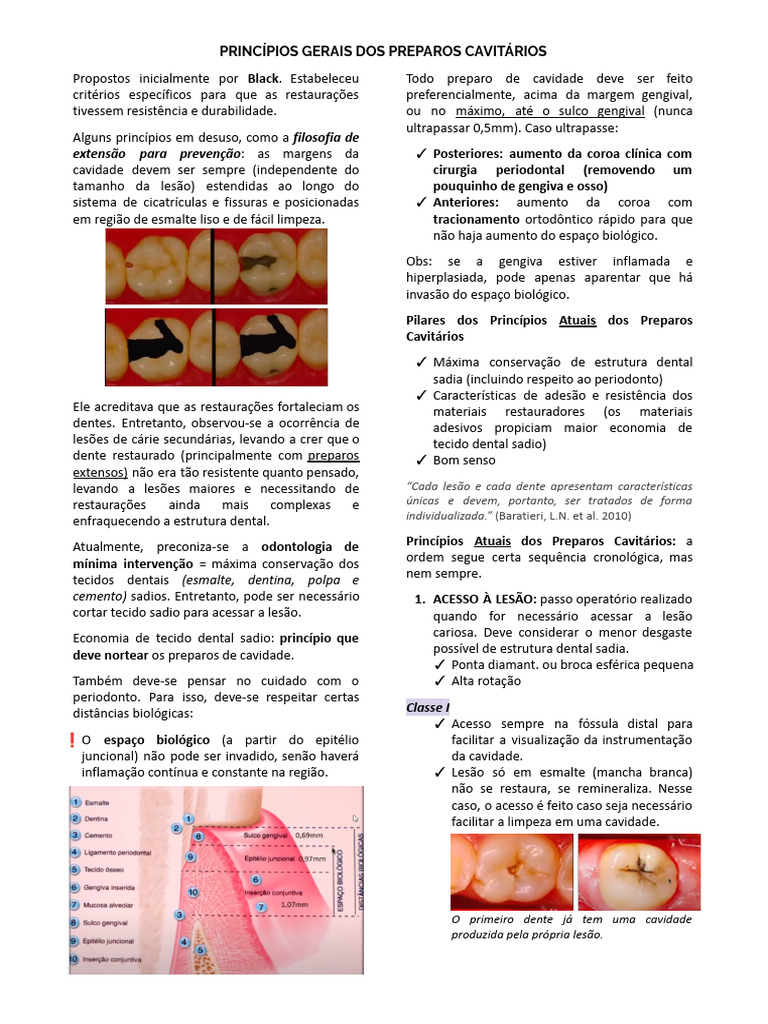 3- Princípios Gerais do Preparo Cavitário | PDF | Dentina | Esmalte ...