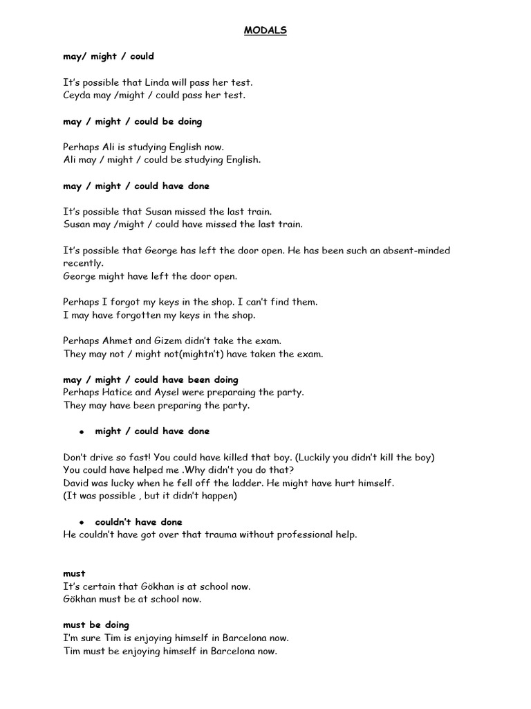 Perfect Modals - New | PDF | Language Arts & Discipline