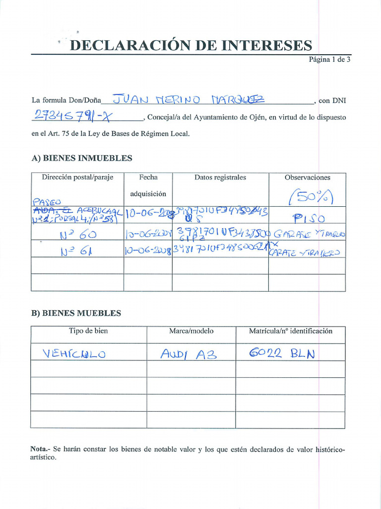 Declaracion de Bienes e Intereses | PDF