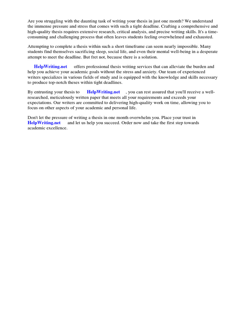 Writing Thesis in 1 Month | PDF | Thesis