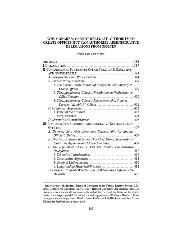 Congressional Authority on Office Creation | PDF | Necessary And Proper ...