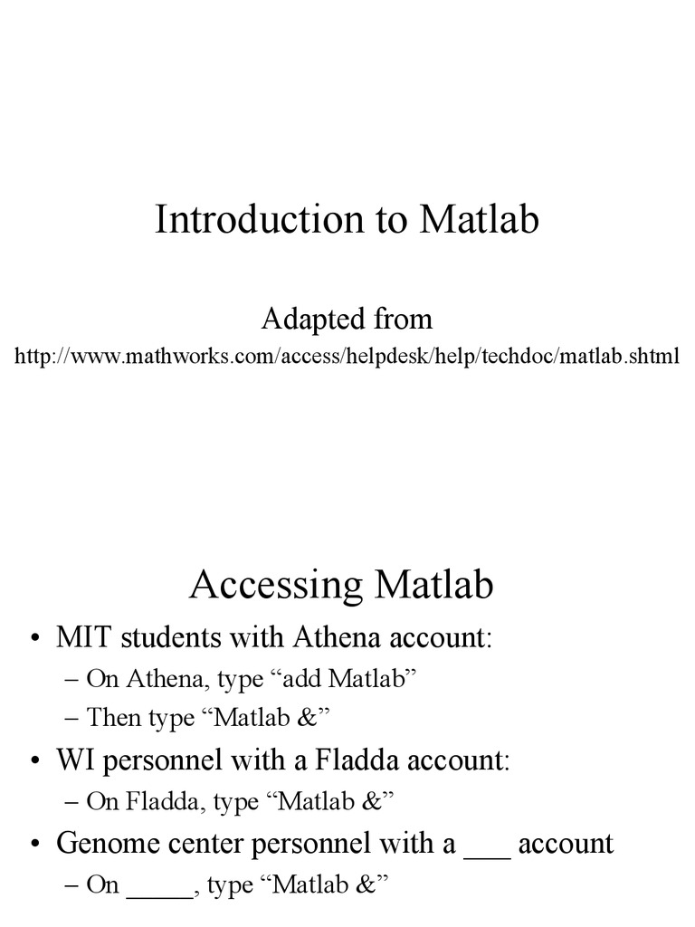 Matlab Intro | PDF