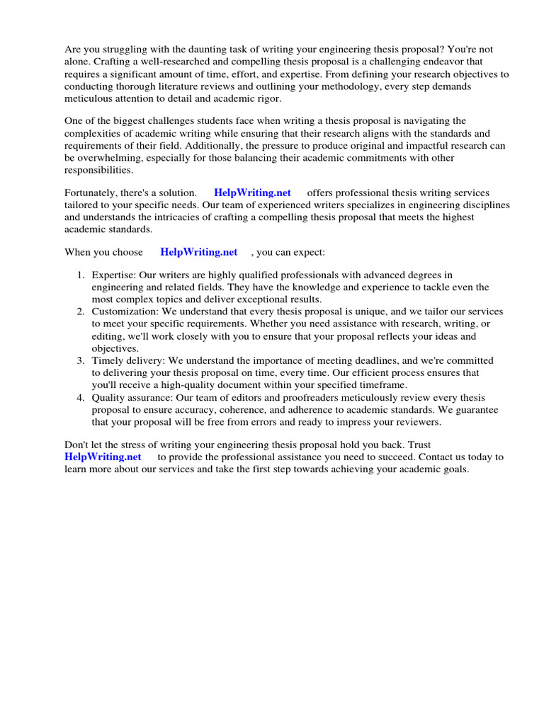 Engineering Thesis Proposal Format | PDF | Thesis | Methodology