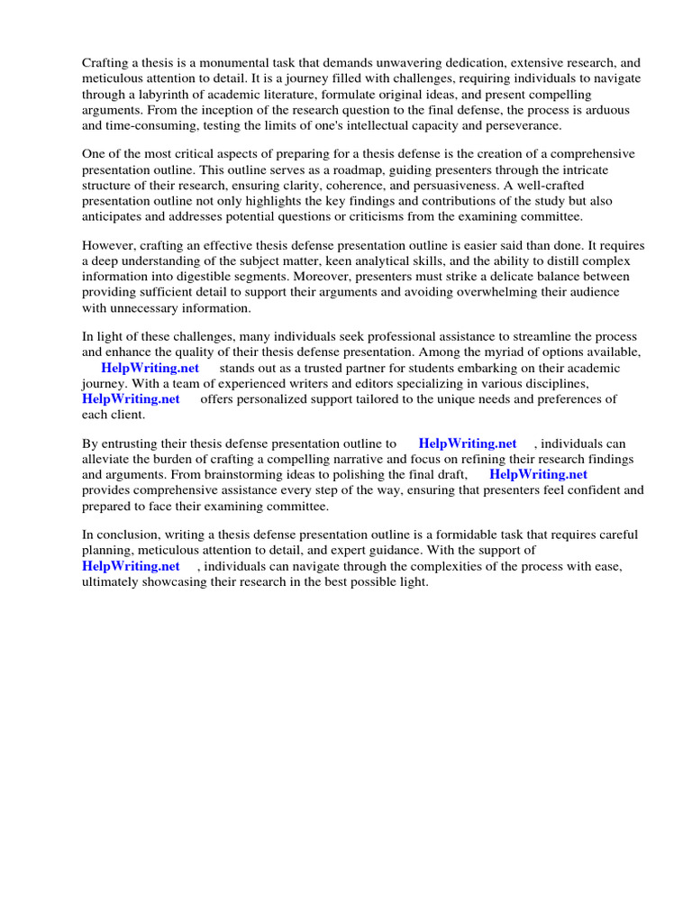 Thesis Defence Presentation Outline | PDF | Thesis | Microsoft Power Point