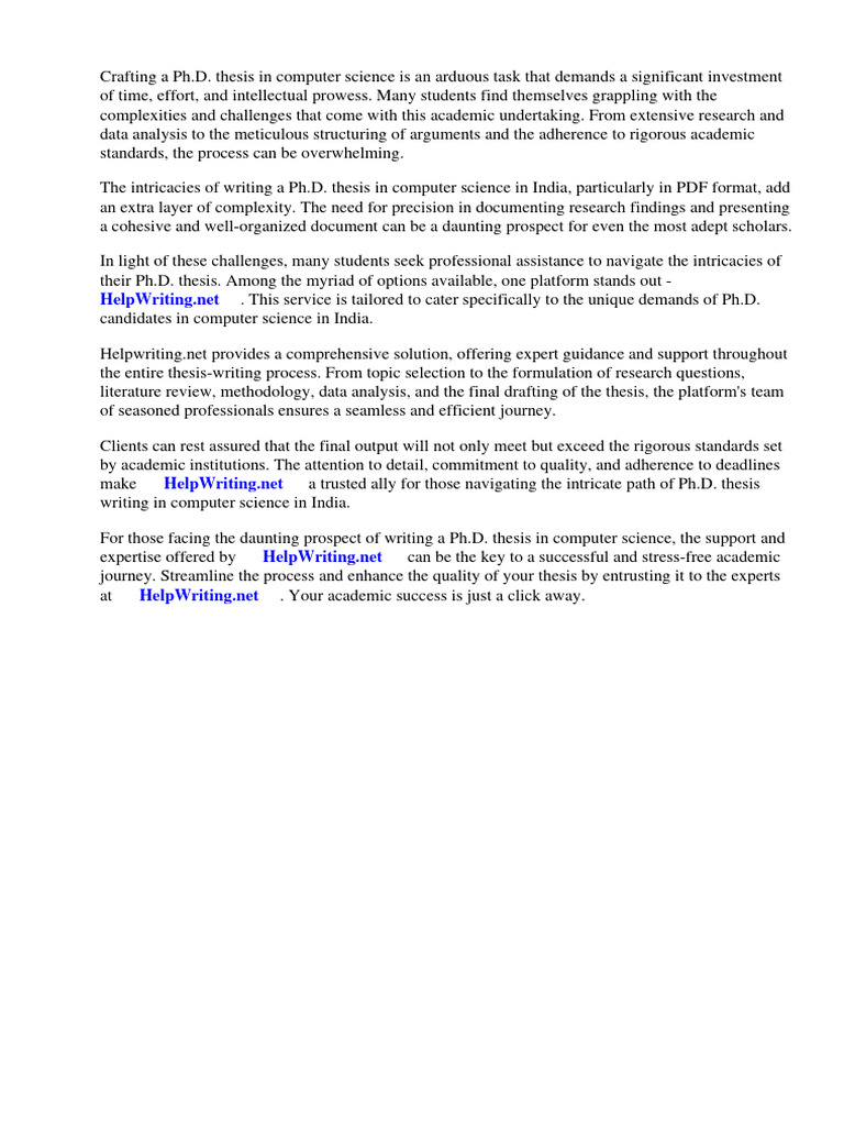 PHD Thesis in Computer Science in India PDF | PDF | Thesis | Doctor Of ...