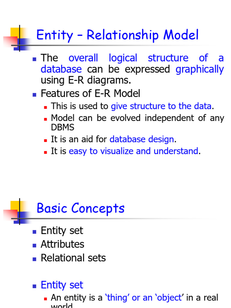 Entity - Relationship Model: The Can Be Expressed Using E-R Diagrams. Features of E-R Model ...