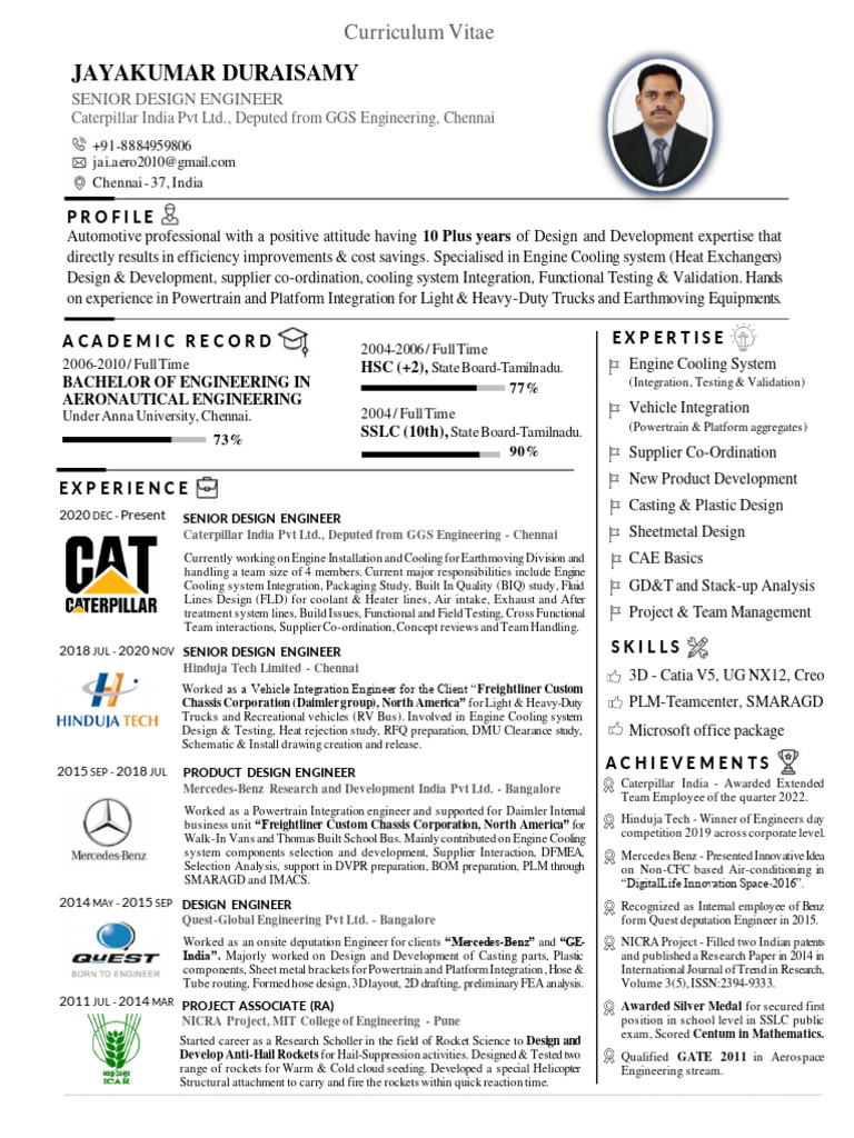 Sample Resume LT | PDF | Mercedes Benz | Engines