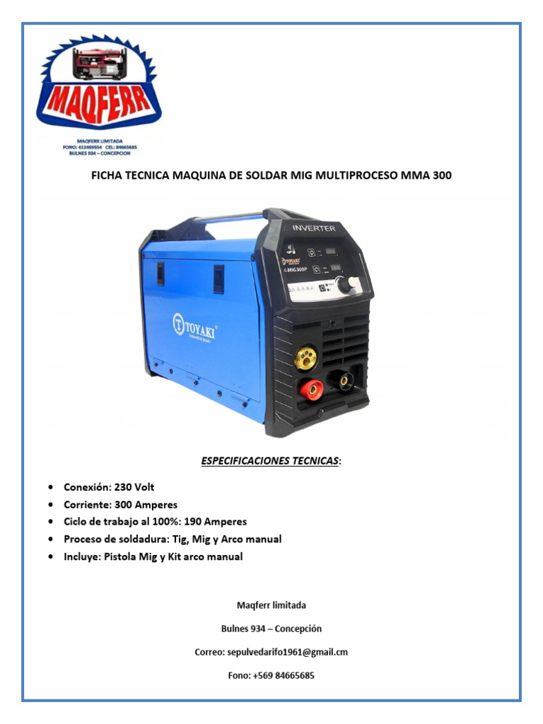 Máquina Soldar MIG 300A Multiproceso | PDF