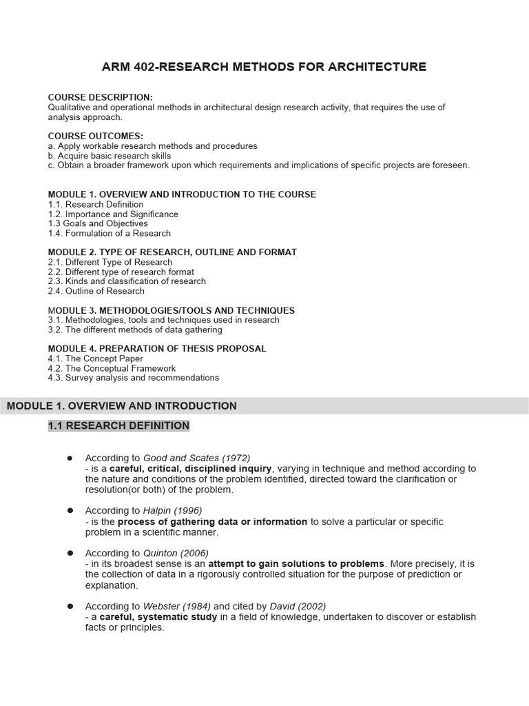 ARM 402-Module1 | PDF | Methodology | Architect