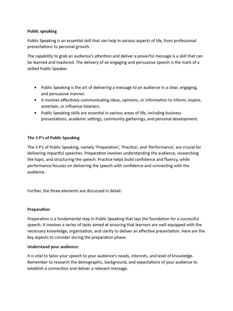Public Speaking | PDF | Public Speaking | Learning