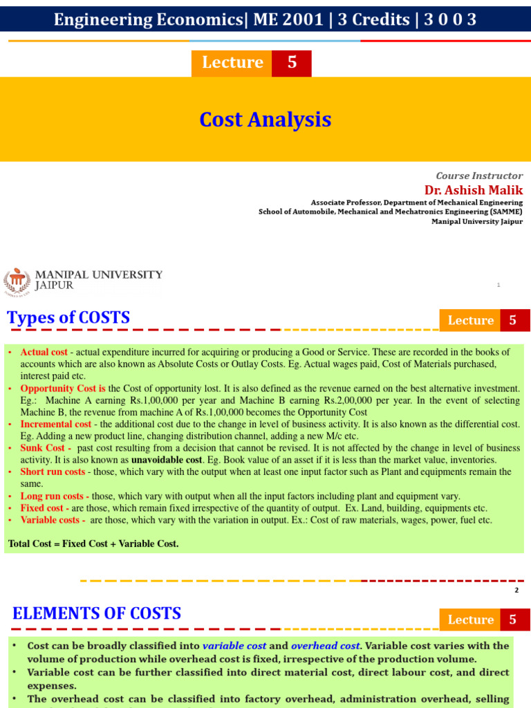 Lec-5 - COST ANALYSIS | PDF | Marginal Cost | Trade