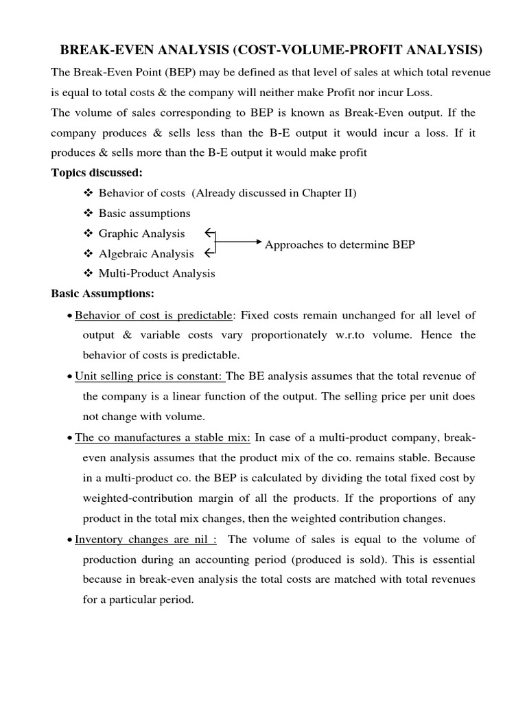 Lec-5 Break Even Analysis | PDF | Financial Accounting | Management ... Lec-5 Break Even Analysis | PDF | Financial Accounting | Management ...