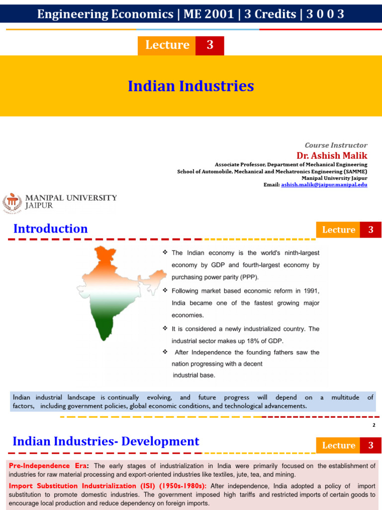 Lec 3 - Indian Industries | PDF | Employment | Workforce