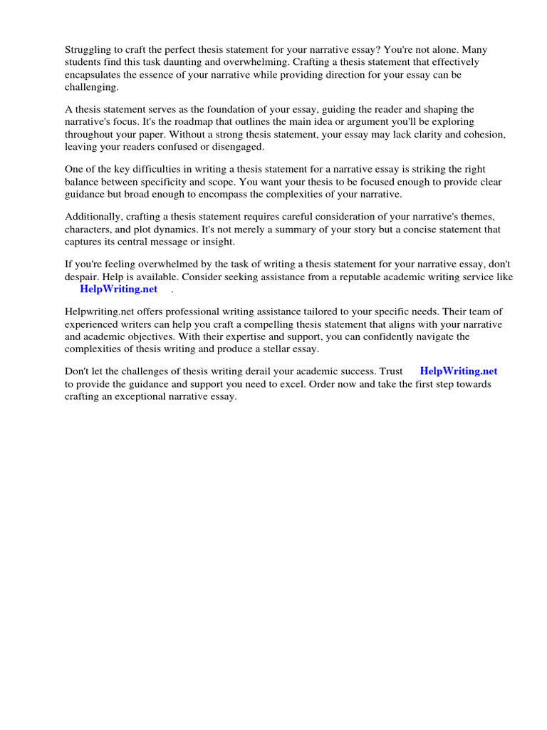 Example Thesis Statement For Narrative Essay | PDF | Essays | Narrative