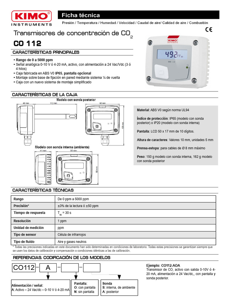 Sensor de Co2 Kimo | PDF | Partes por notación | Bienes manufacturados