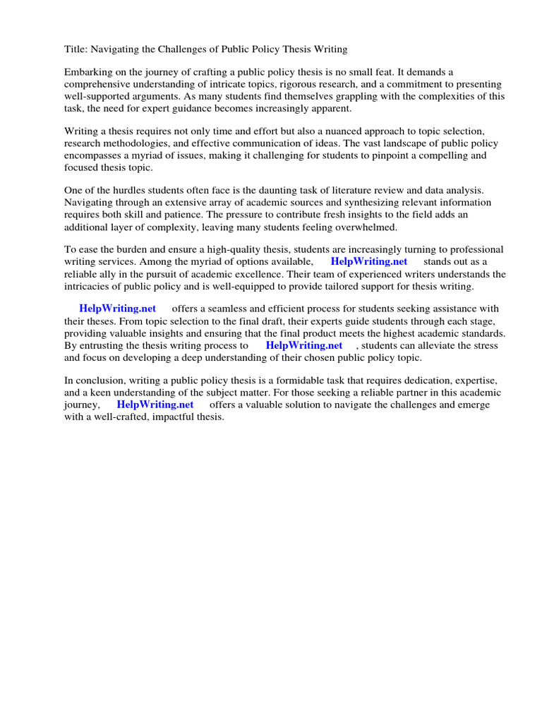 Public Policy Thesis Topics | PDF | Policy | Policy Analysis