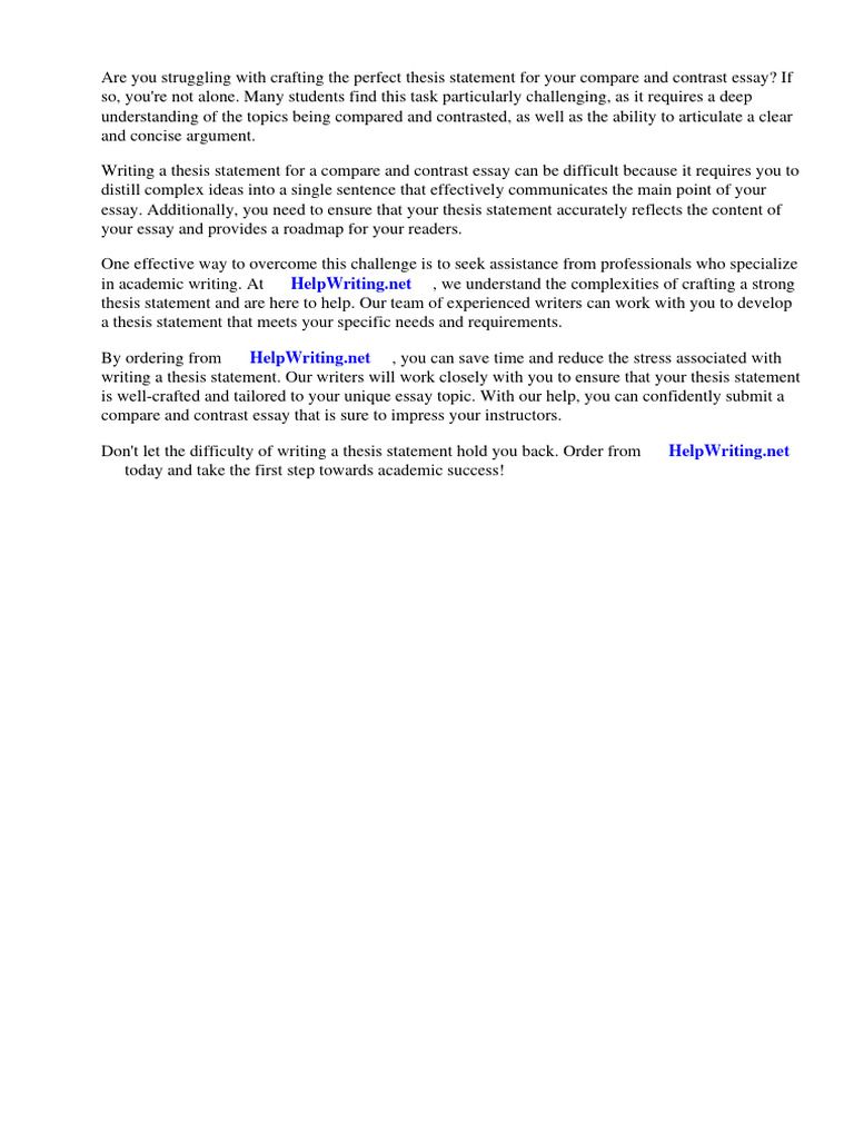 Thesis Statement Example For Compare and Contrast Essay | PDF | Essays ...
