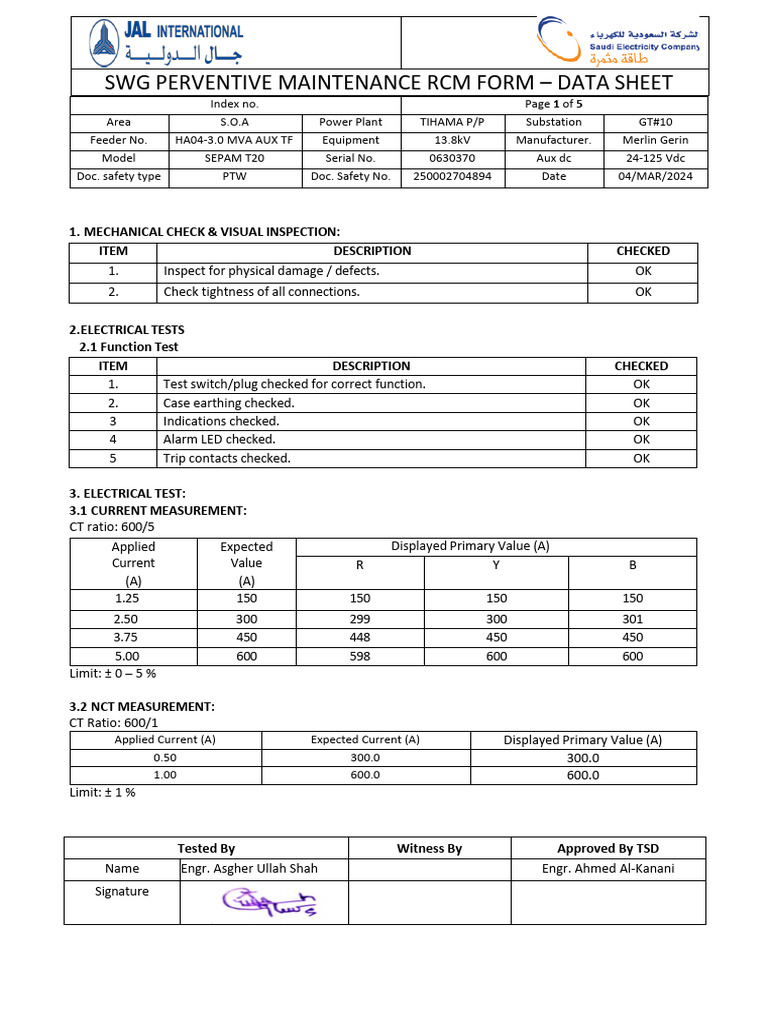 Ha04 - 3mva Unit Auxailry Transformer Unit#10 | PDF | Electrical Substation | Power (Physics)