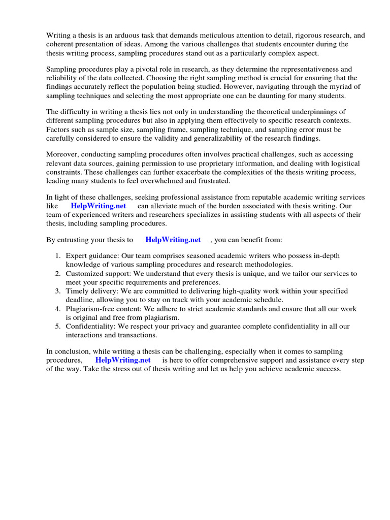 Thesis Sampling Procedures | PDF | Sampling (Statistics) | Methodology Thesis Sampling Procedures | PDF | Sampling (Statistics) | Methodology