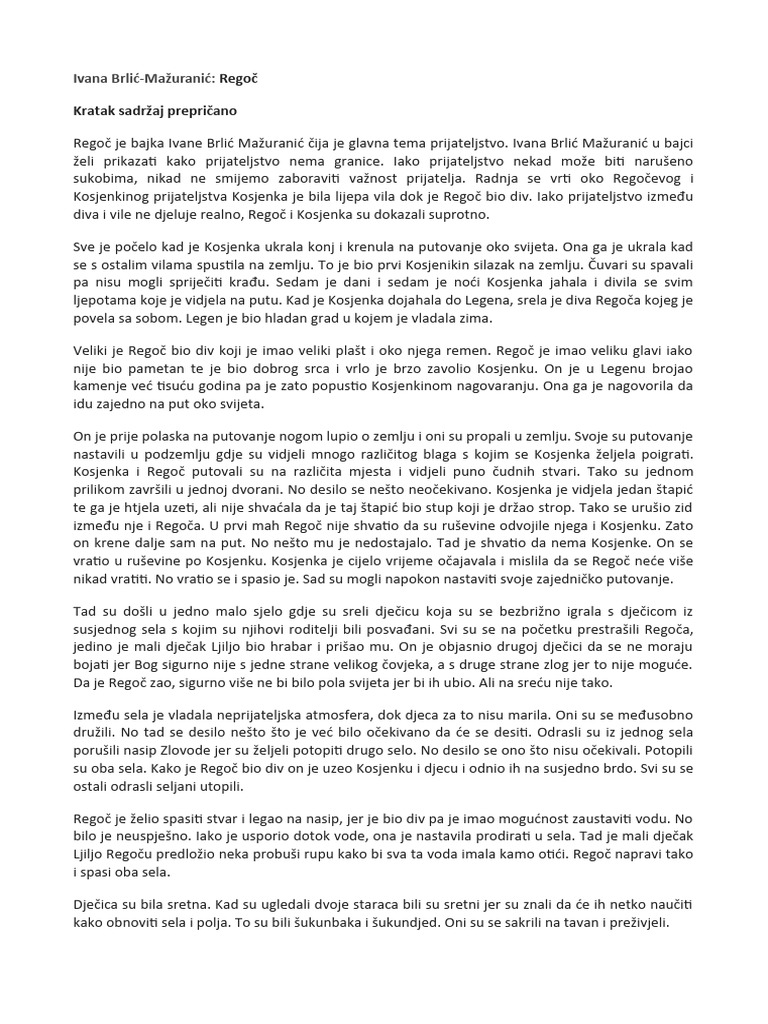 Lektira Regoč | PDF