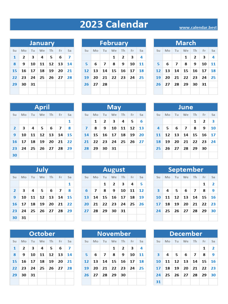 2023 Calendar Portrait | PDF