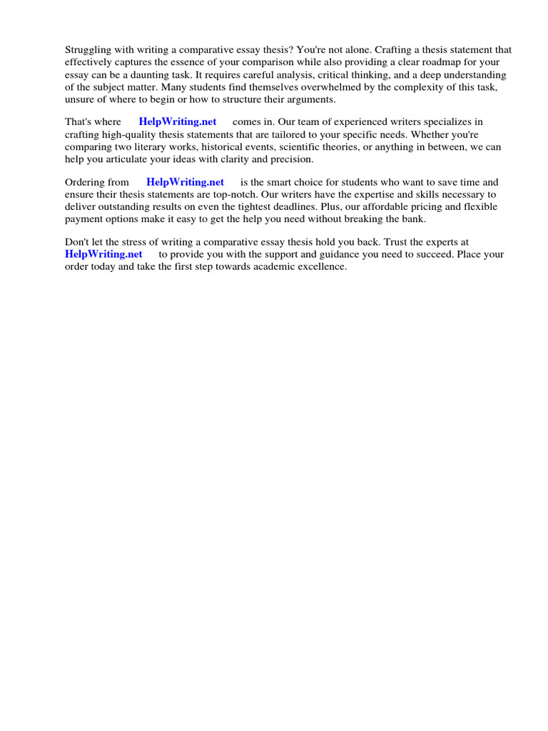 Example Comparative Essay Thesis | PDF | Essays | Thesis