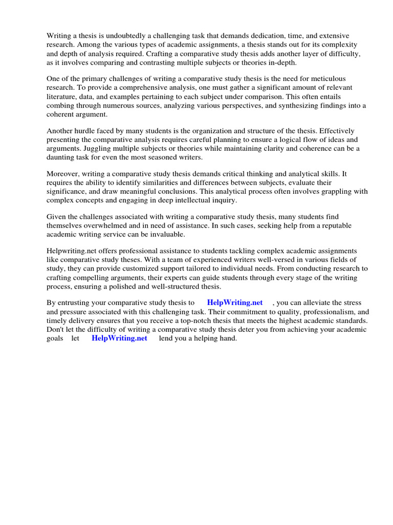 Comparative Study Thesis Sample | PDF | Essays | Thesis