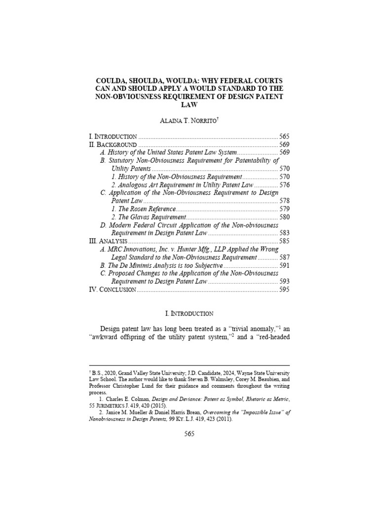 Design Patent Non-Obviousness Standard | PDF | Prior Art | Intellectual ...