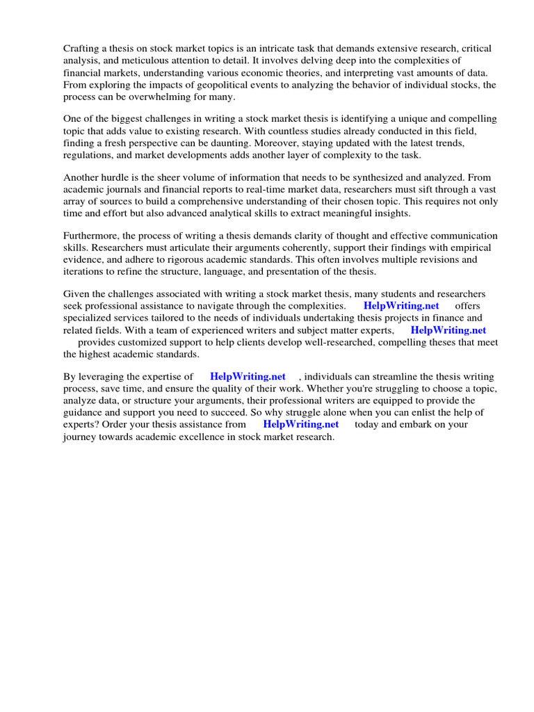 Stock Market Thesis Topics | PDF | Stocks | Investing
