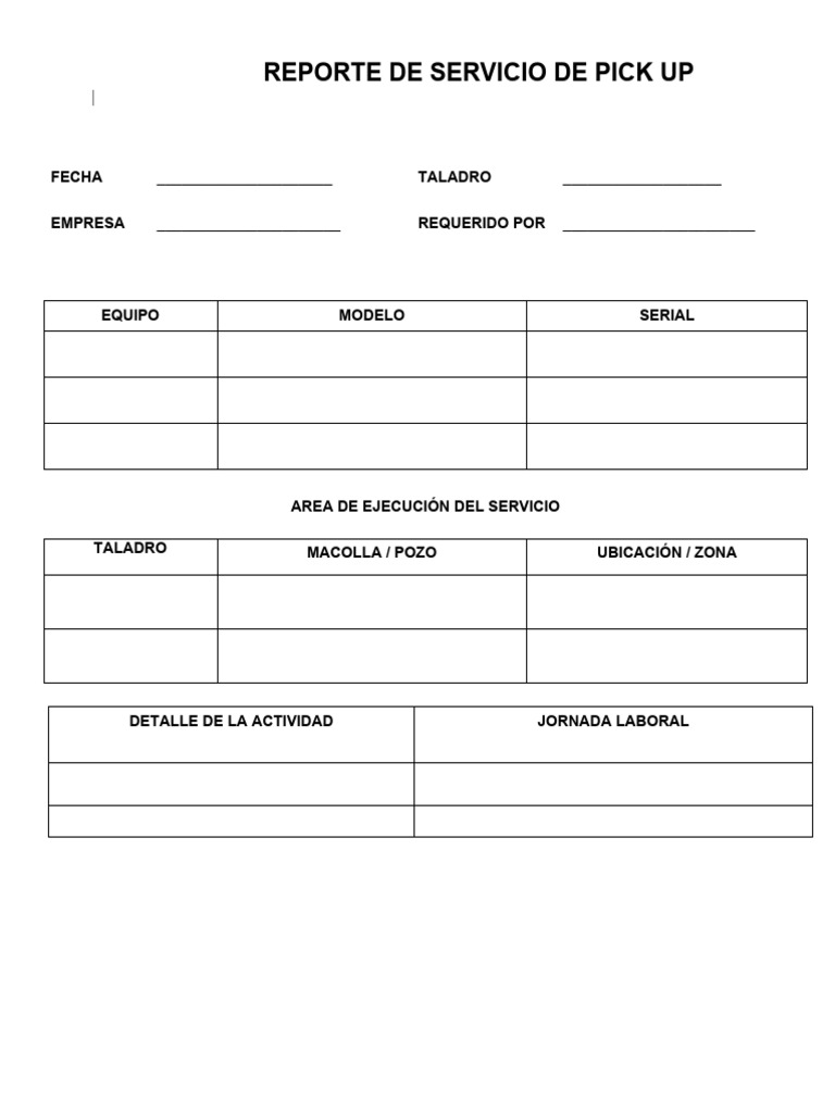 Formato Pick Up | PDF