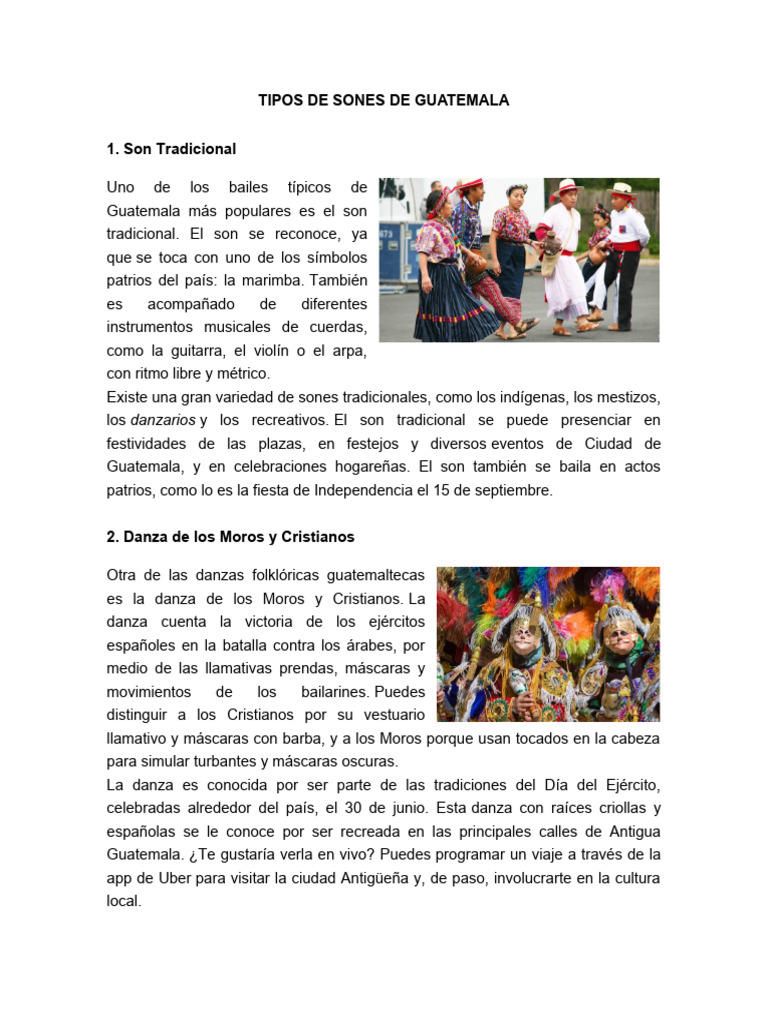 TIPOS DE SONES DE GUATEMALA | PDF | Bailes | Instrumentos musicales