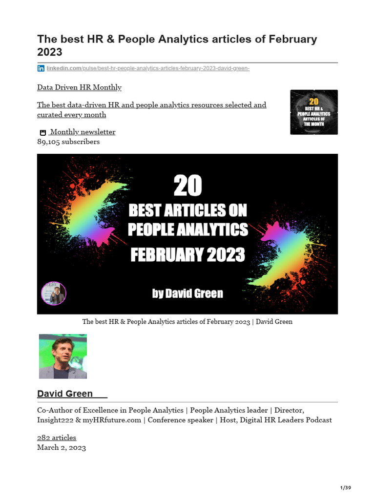 The Best HR People Analytics Articles of February 2023 | PDF ...
