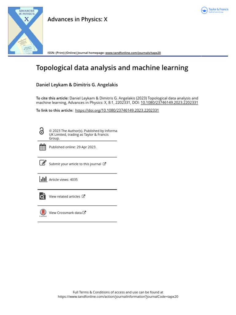 Topological data analysis and machine learning | PDF | Machine Learning ...