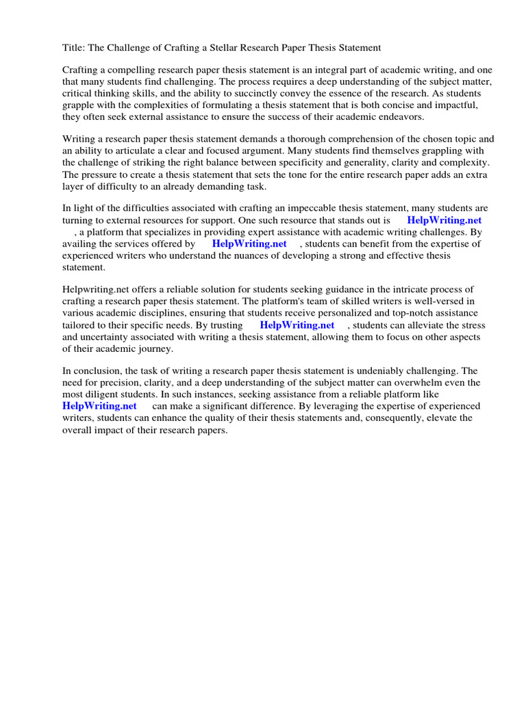 Writing A Good Research Paper Thesis Statement | PDF | Thesis | Essays