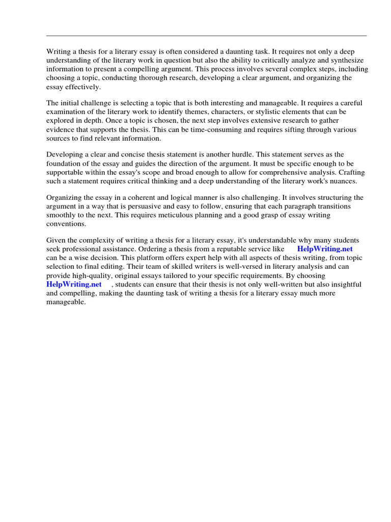 How To Write A Thesis For Literary Essay | PDF | Essays | Thesis
