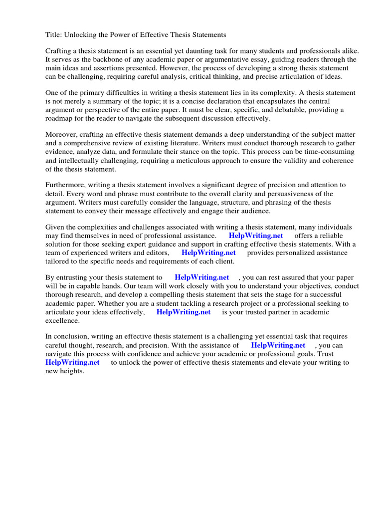 Effective Thesis Statements Do What | PDF | Essays | Thesis