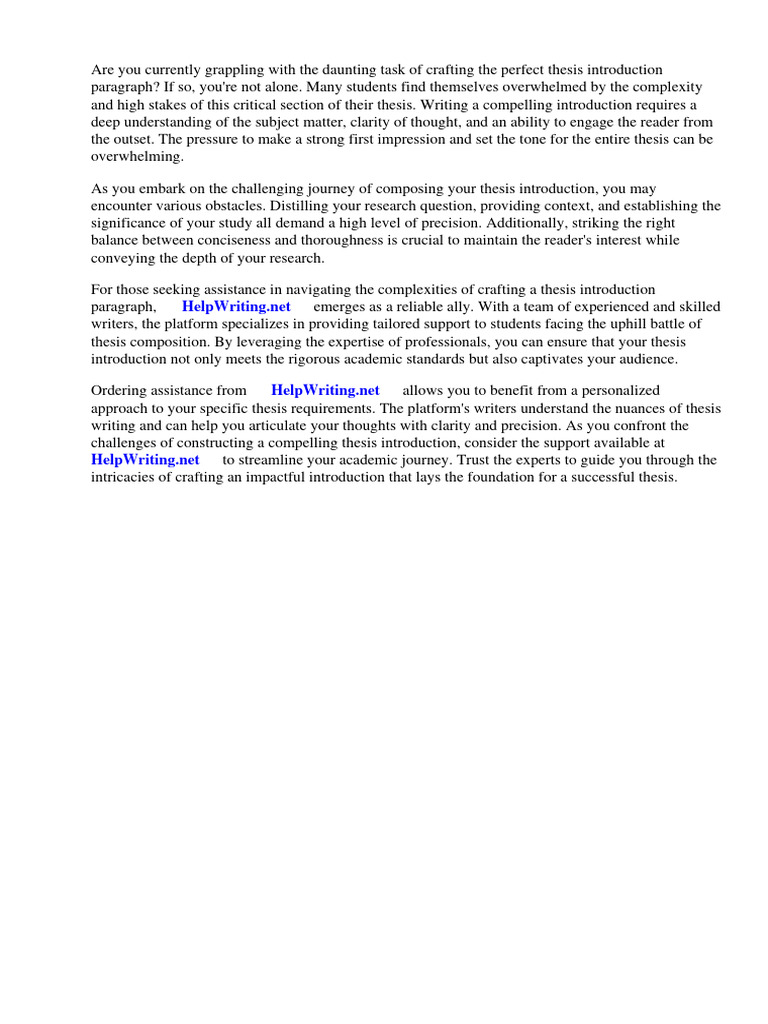 Example Thesis Introduction Paragraph | PDF | Essays | Argument