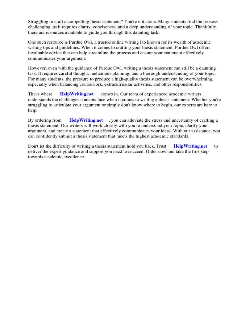 Purdue Owl Tips For Writing Your Thesis Statement | PDF | Essays | Thesis Purdue Owl Tips For Writing Your Thesis Statement | PDF | Essays | Thesis