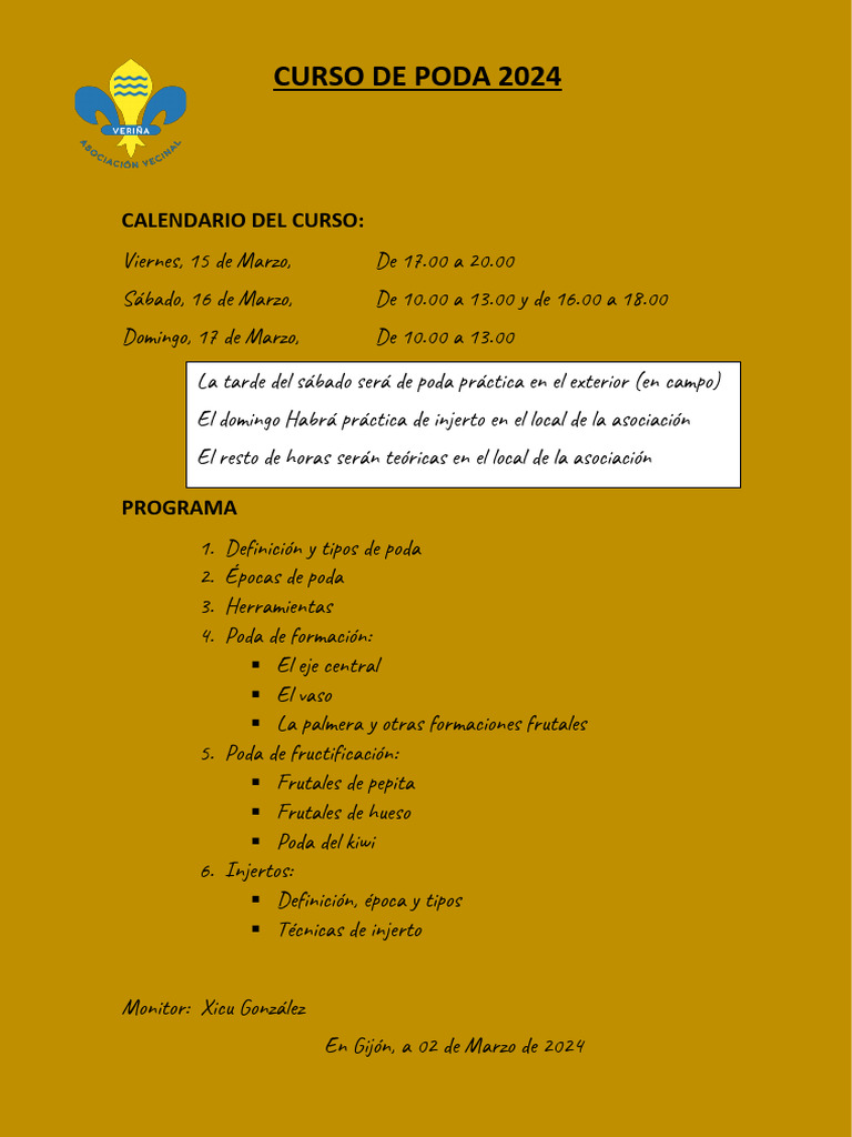 CURSO DE PODA 2024 | PDF