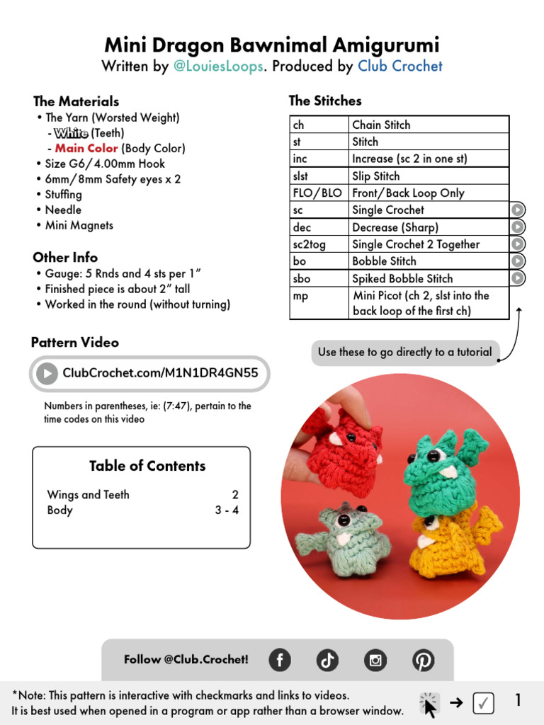 Mini Dragons Crochet Pattern PrinterFriendly v1 | PDF | Crochet | Handicrafts