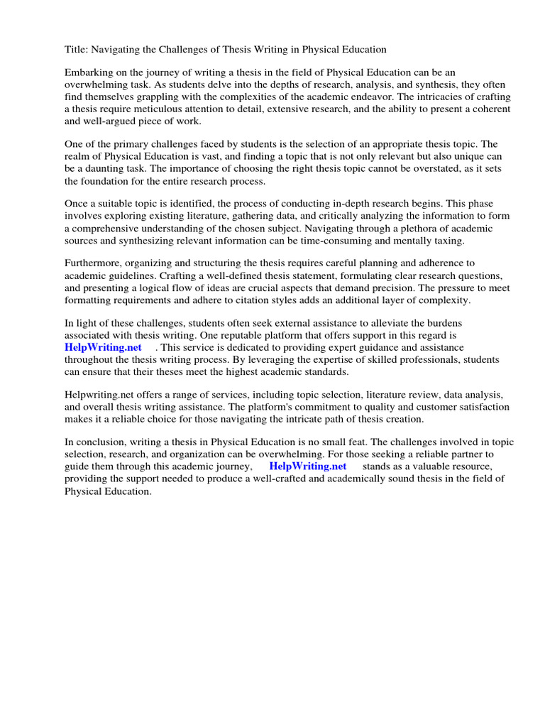 Best Thesis Topics For Physical Education | PDF | Thesis | Physical Fitness