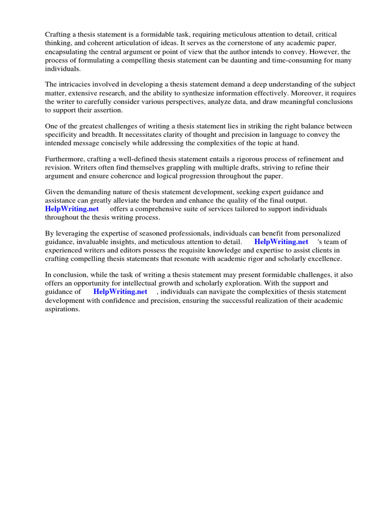 Thesis Statement Rationale | PDF | Essays | Methodology