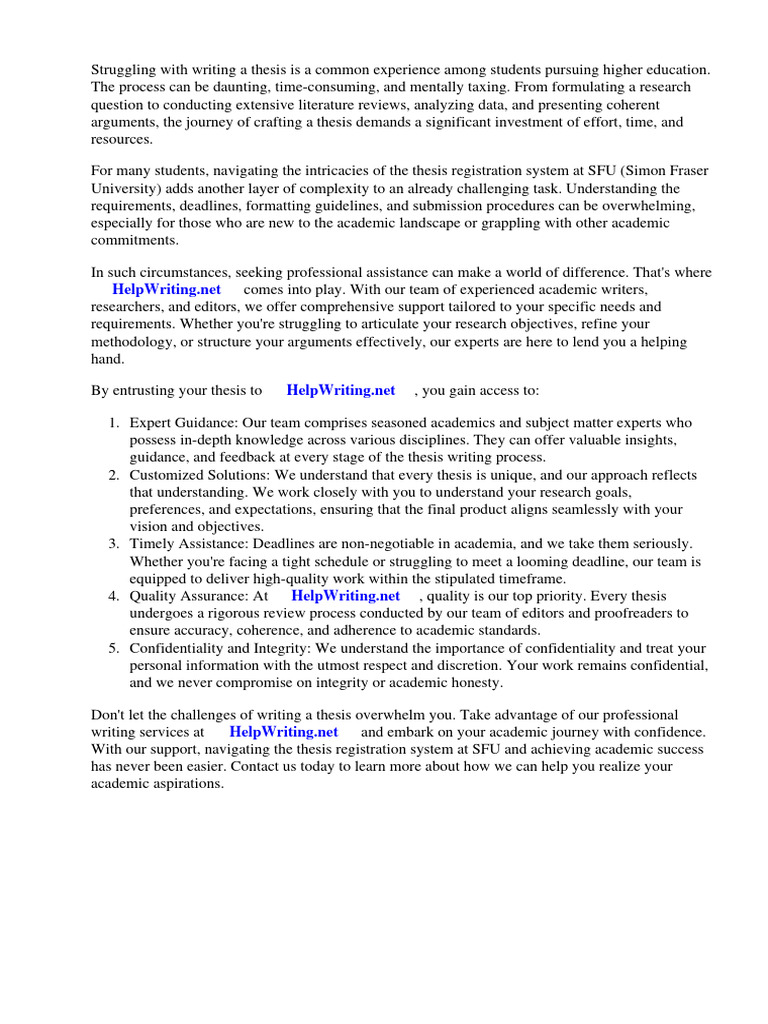 Thesis Registration System Sfu | PDF | Thesis | Computing