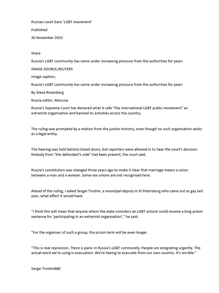 Russian Court Bans BBC | PDF | Russia | World Politics