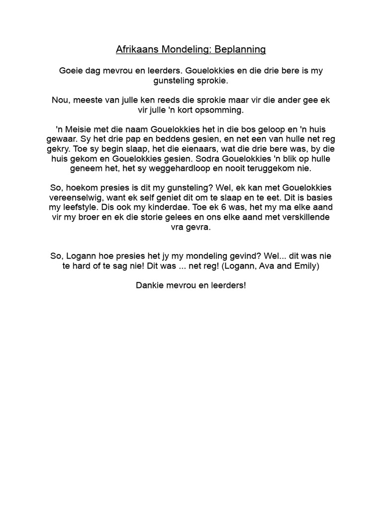 Afrikaans Mondeling | PDF