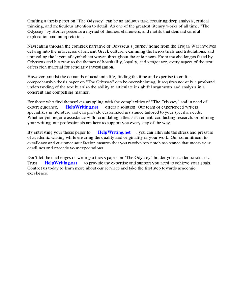 Odyssey Thesis Paper | Download Free PDF | Odyssey | Odysseus