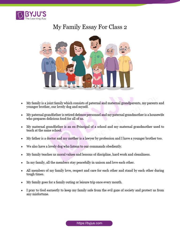 My Family Essay For Class 2 | PDF