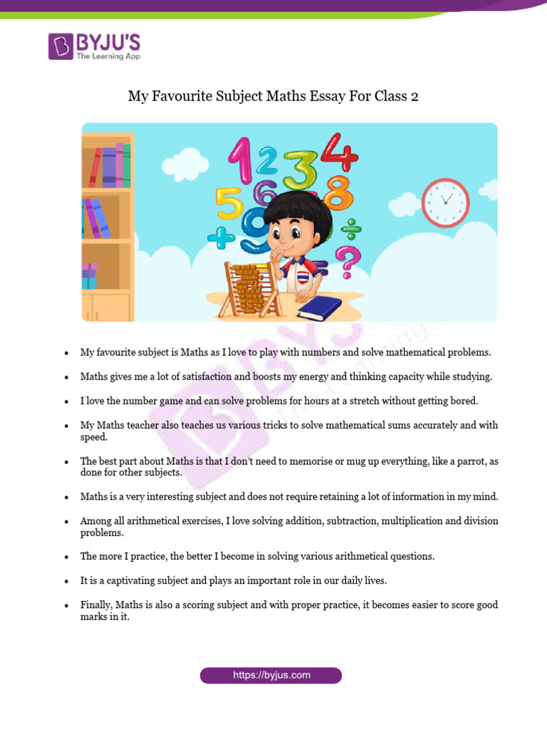 My Favourite Subject Maths Essay For Class 2 | PDF