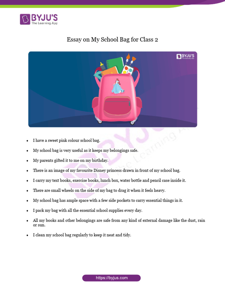 My School Bag: An Essay for Class 2 | PDF