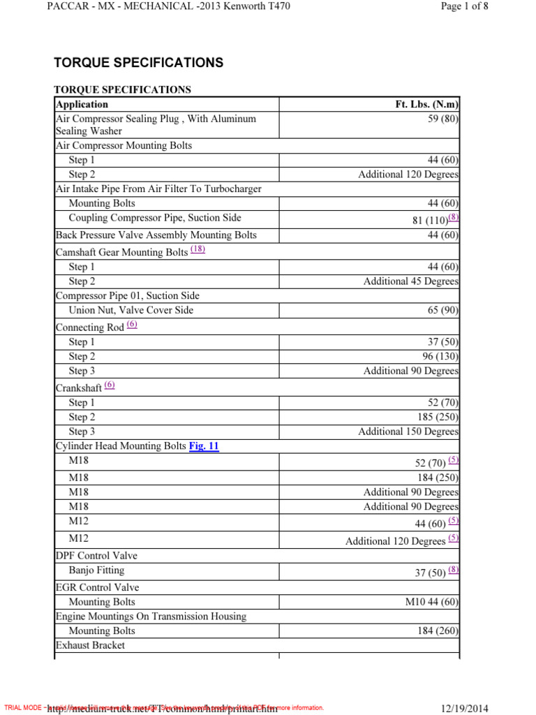 MX13 PACCAR Torque | PDF | Screw | Pipe (Fluid Conveyance)